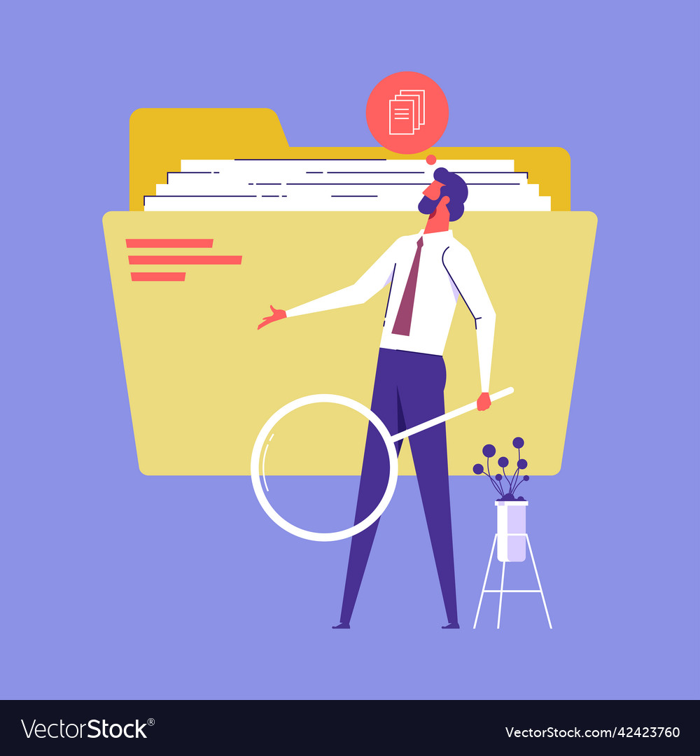 Find errors and problems in file paperwork Vector Image