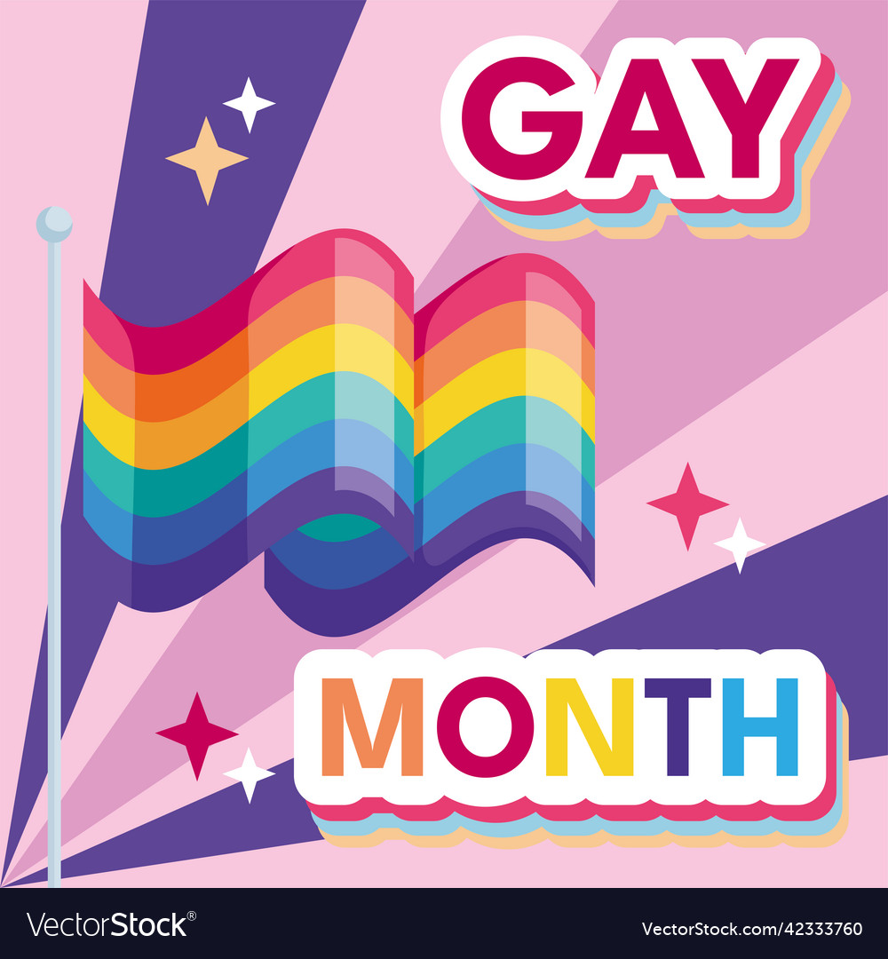 Gay month lettering with persons Royalty Free Vector Image