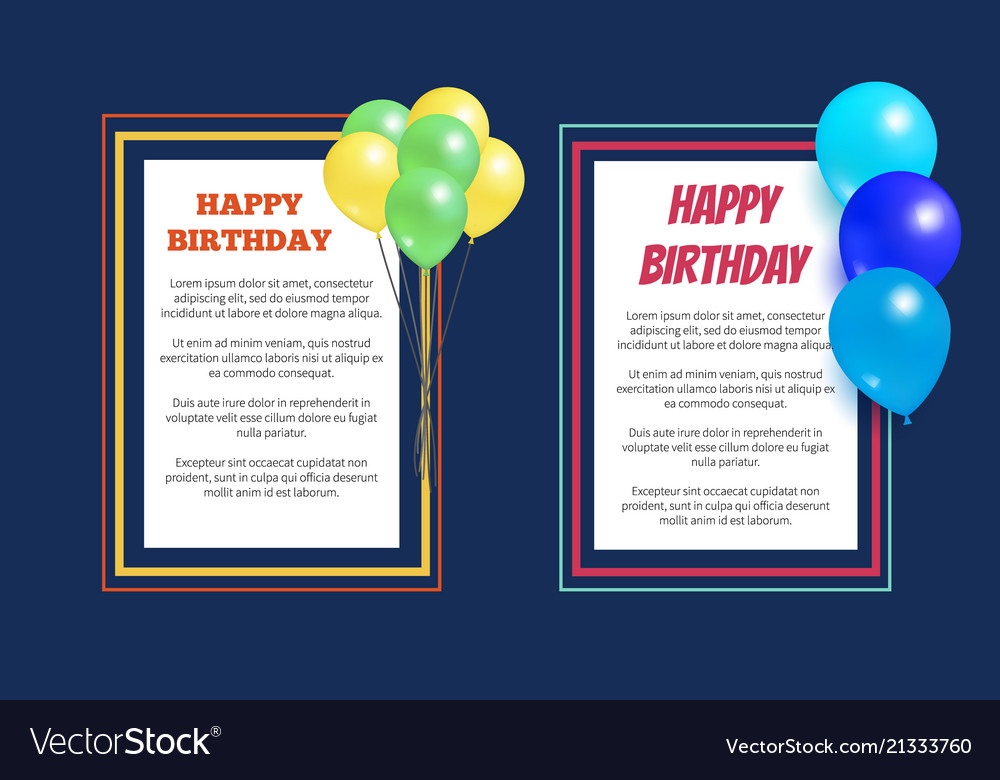 Happy birthday greeting cards square frame balloon