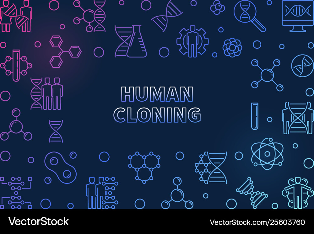 Human cloning colorful outline horizontal Vector Image