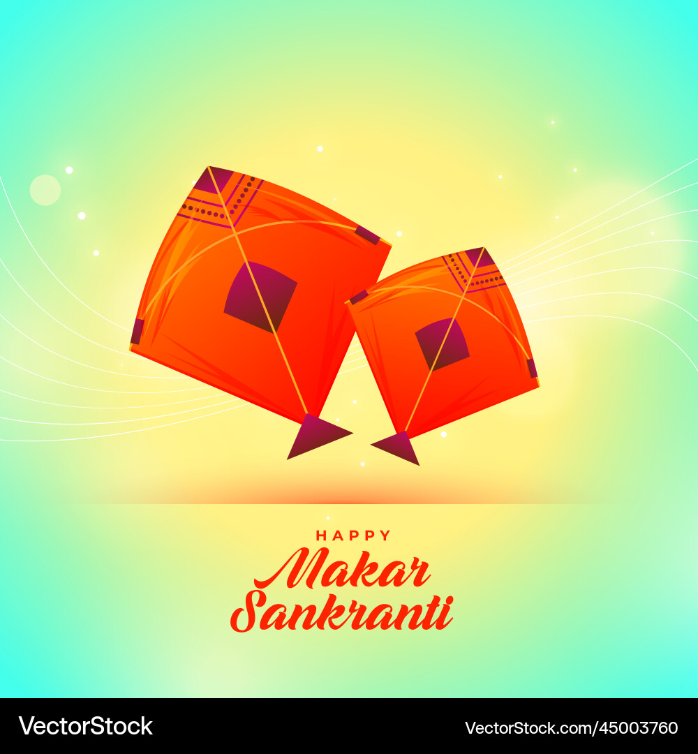 Makar sankranti greeting card with kites Vector Image