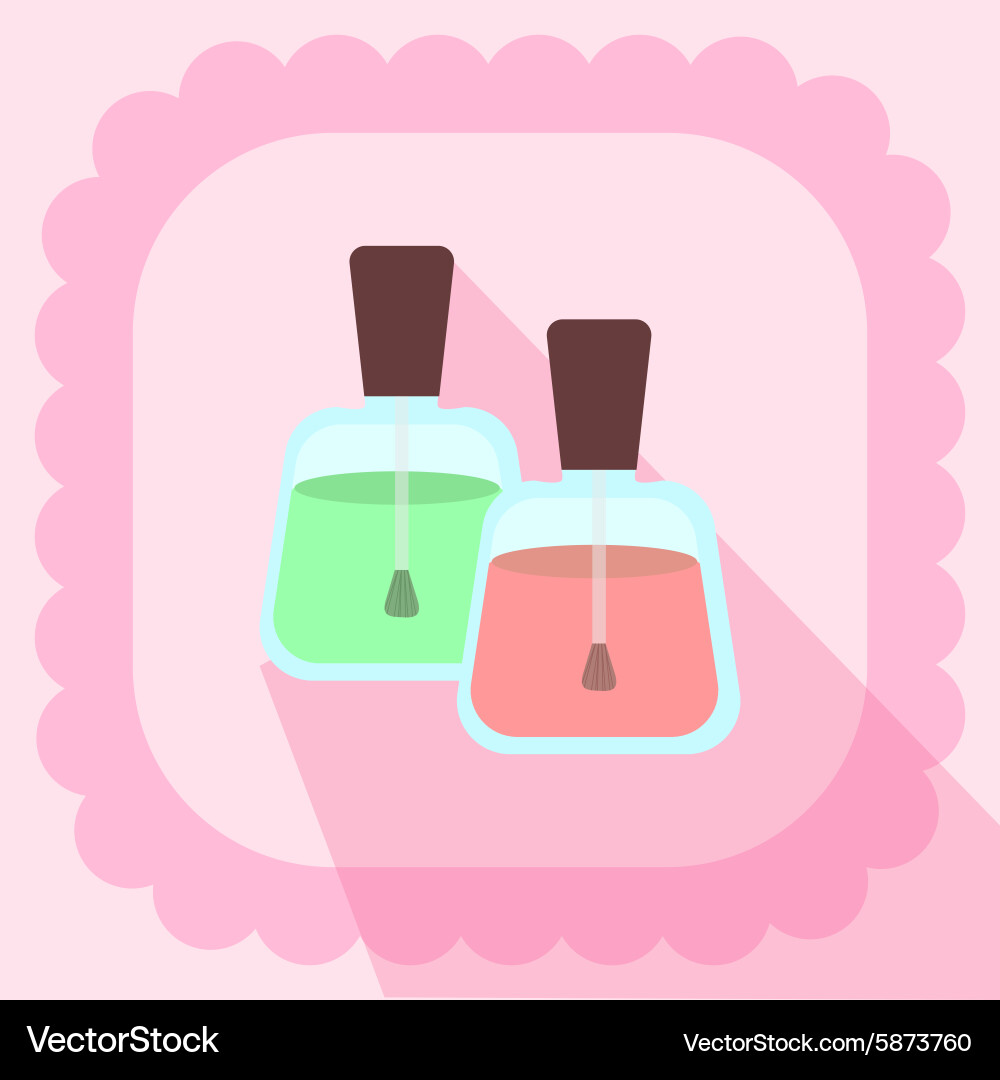Nail polish flat icon on pink background Vector Image
