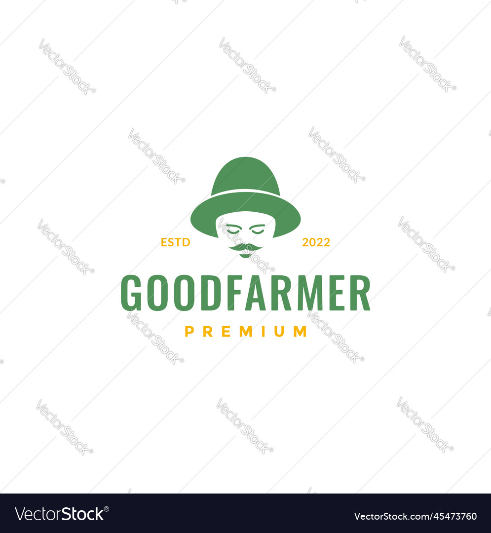 Portrait man hat farmer mustache relax Royalty Free Vector