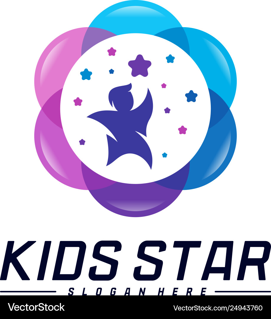 Reaching stars logo design template dream star Vector Image