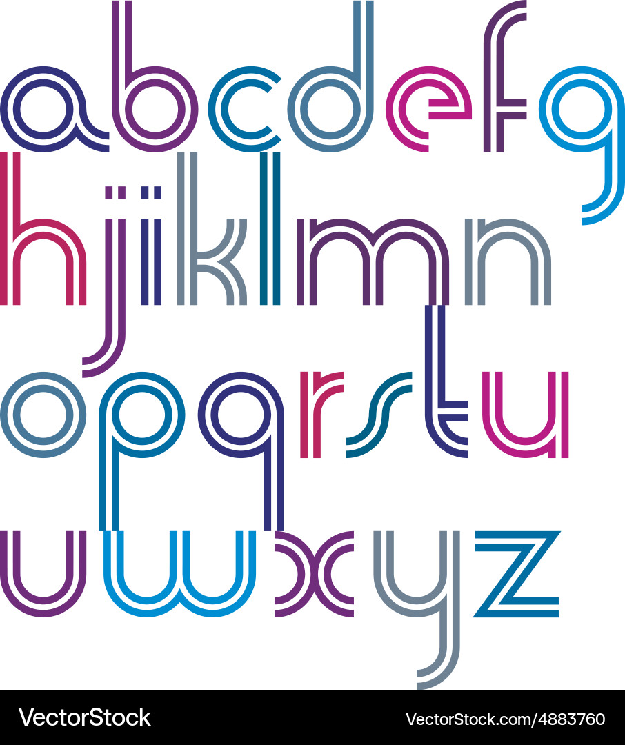 Rounded bold joyful parallel cartoon lowercase Vector Image
