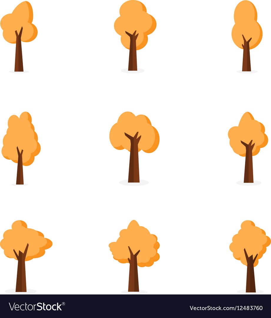 Set of tree various flat Royalty Free Vector Image