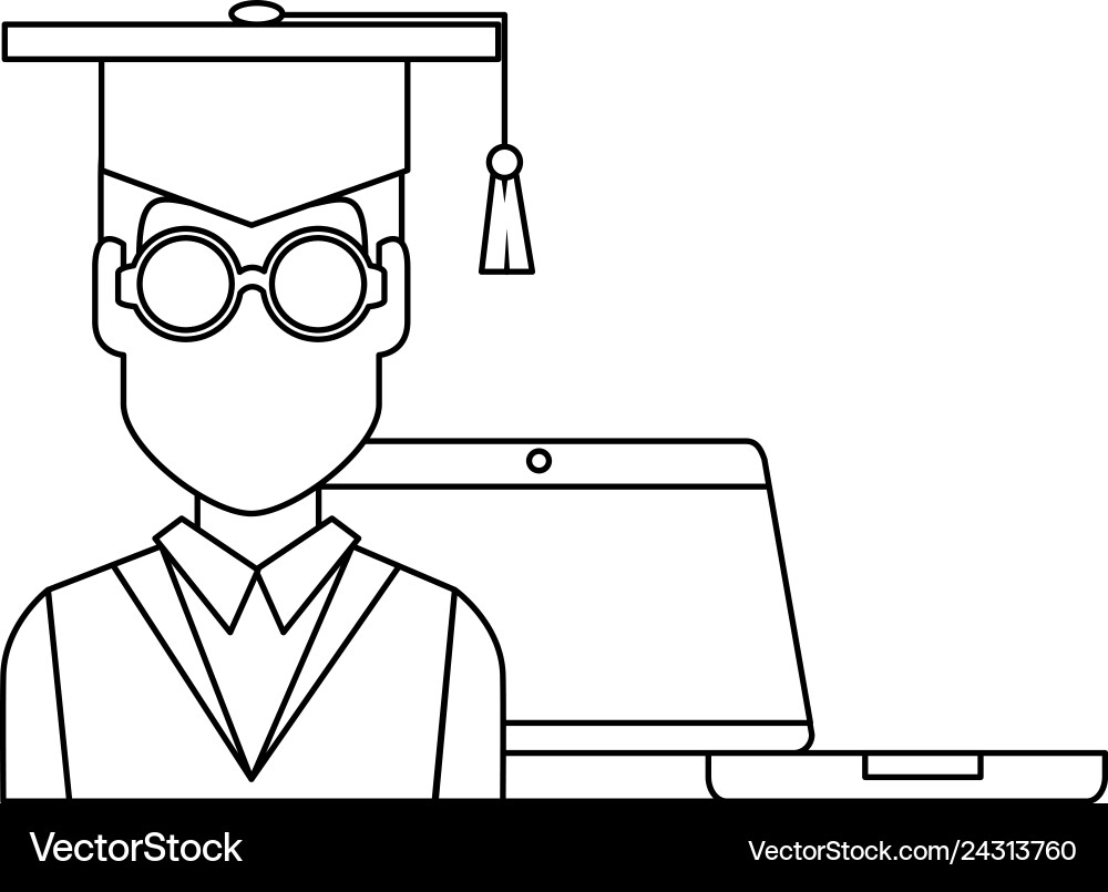 Student graduation with laptop Royalty Free Vector Image