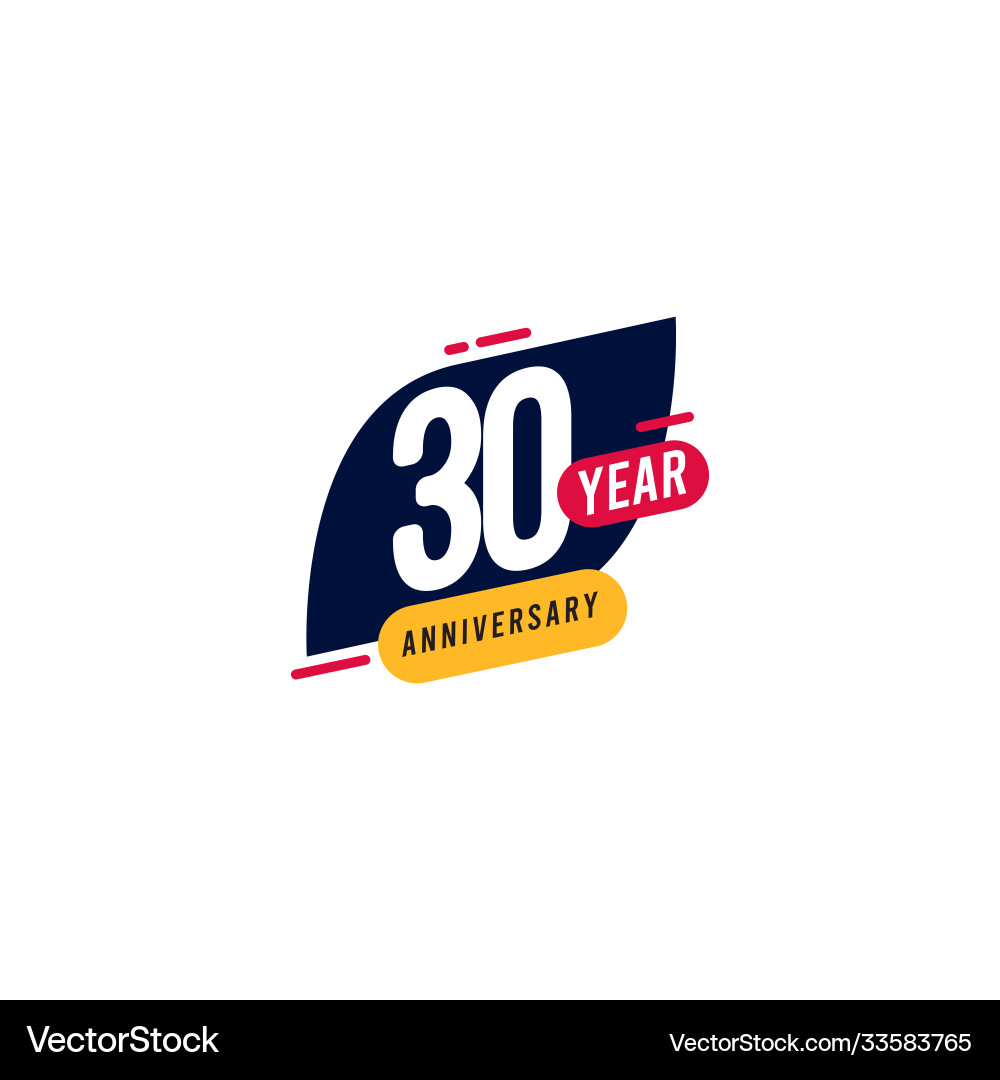 30 years anniversary blue yellow template design Vector Image