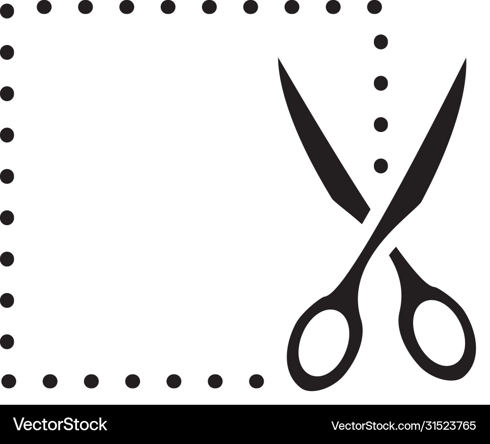 Blank shopping coupon and scissors icon line Vector Image
