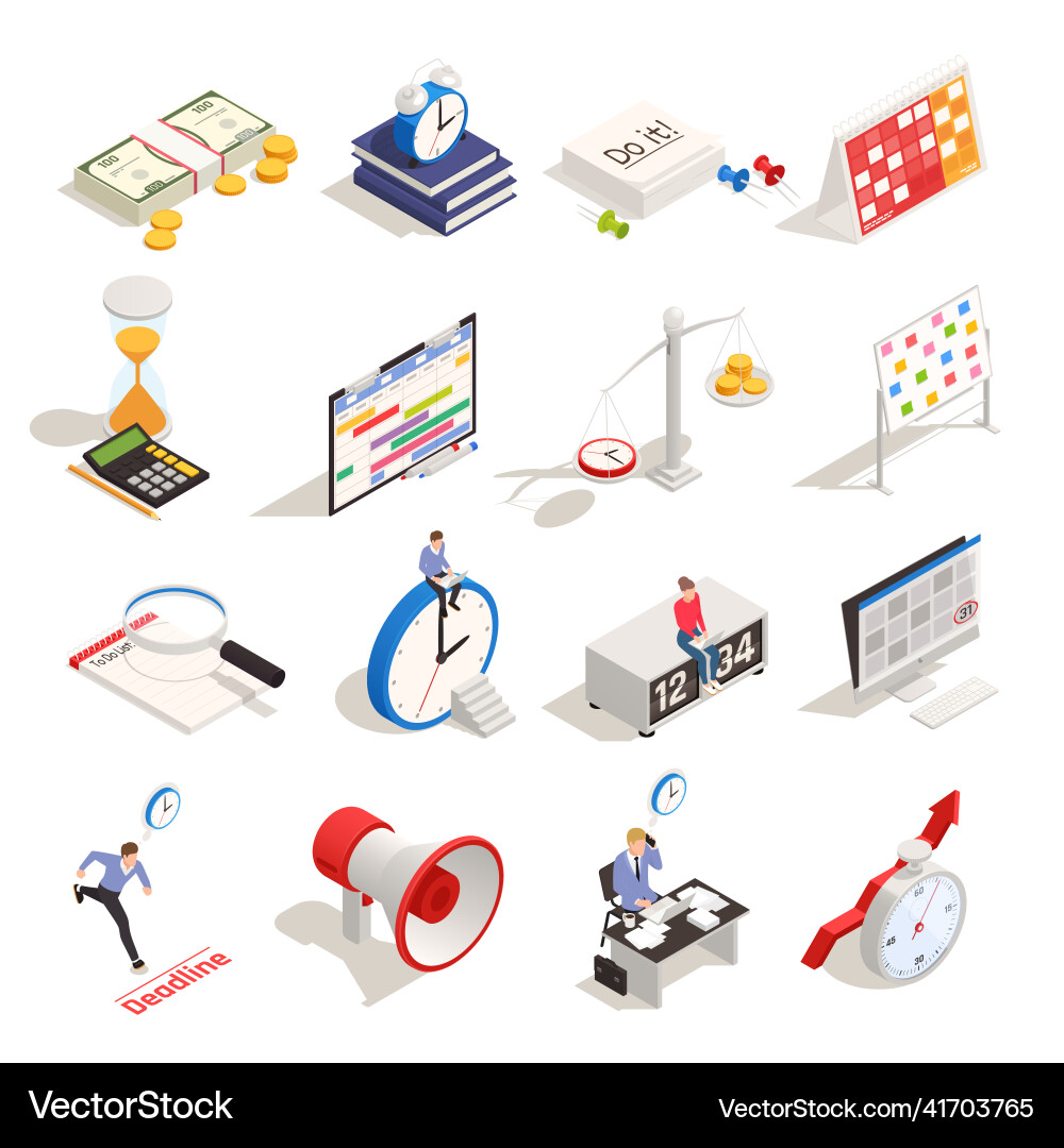 Business planning isometric icons Royalty Free Vector Image