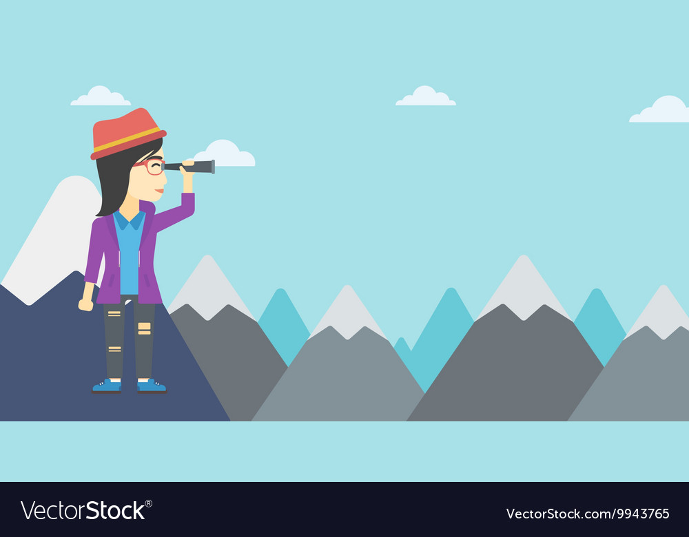 Business woman looking through spyglass Royalty Free Vector Business woman looking through spyglass Royalty Free Vector
