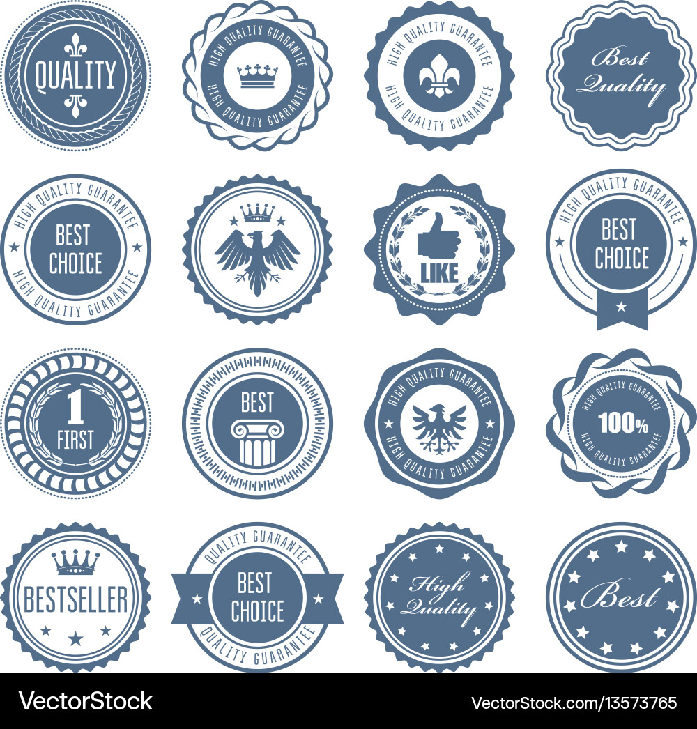 Emblems badges and stamps - awards and seals Vector Image
