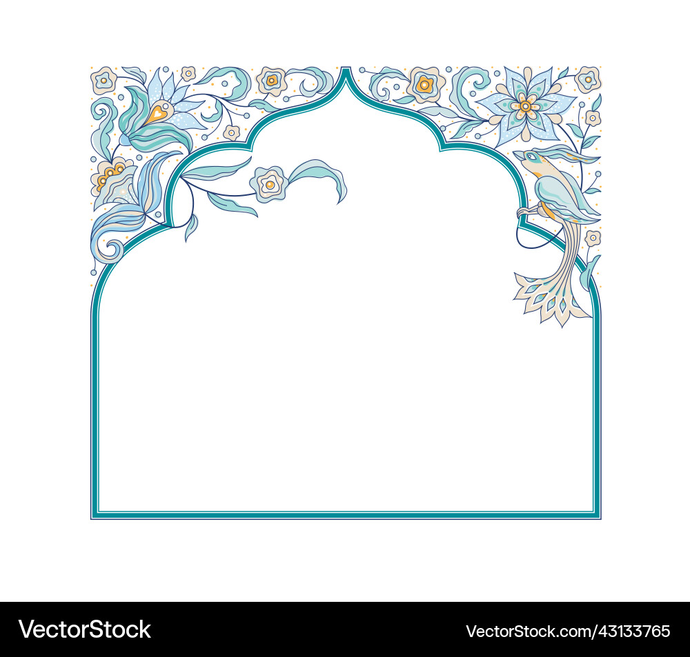 Floral frame vignette border card design template Vector Image