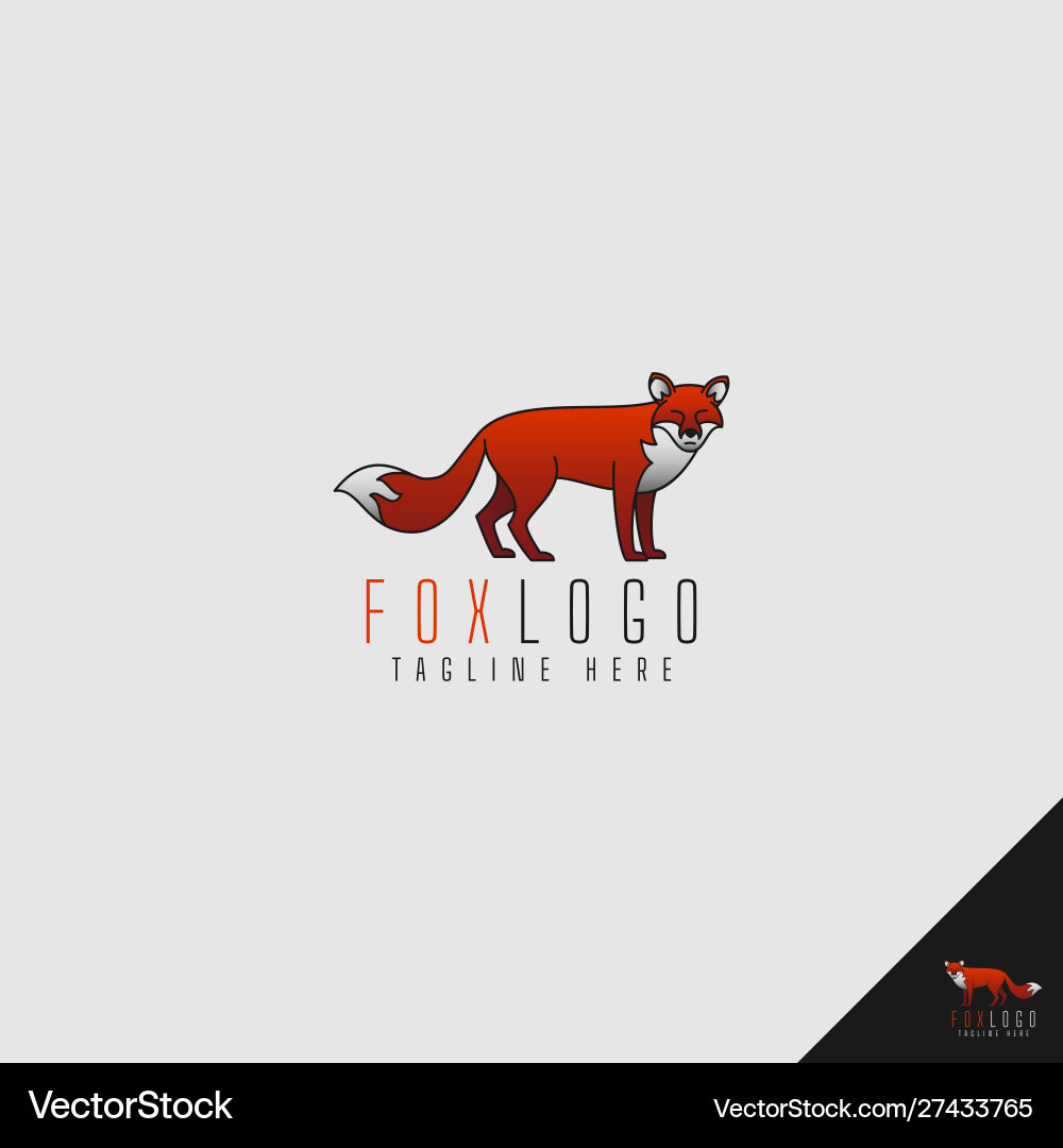 Fox logo with simple color and outline style Vector Image