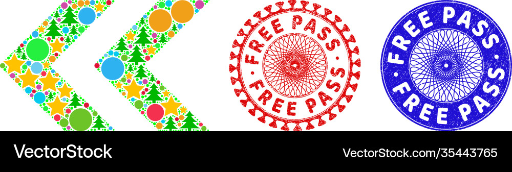 Free pass textured seal stamps and shift left Vector Image