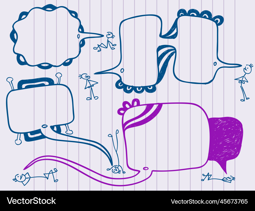 Hand drawn speech and thought bubble Royalty Free Vector