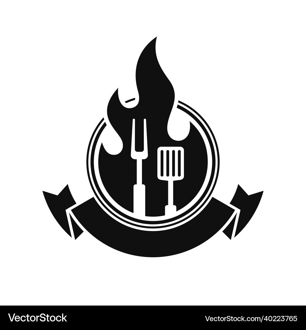 Hot grill bar restaurant logo on white background Vector Image