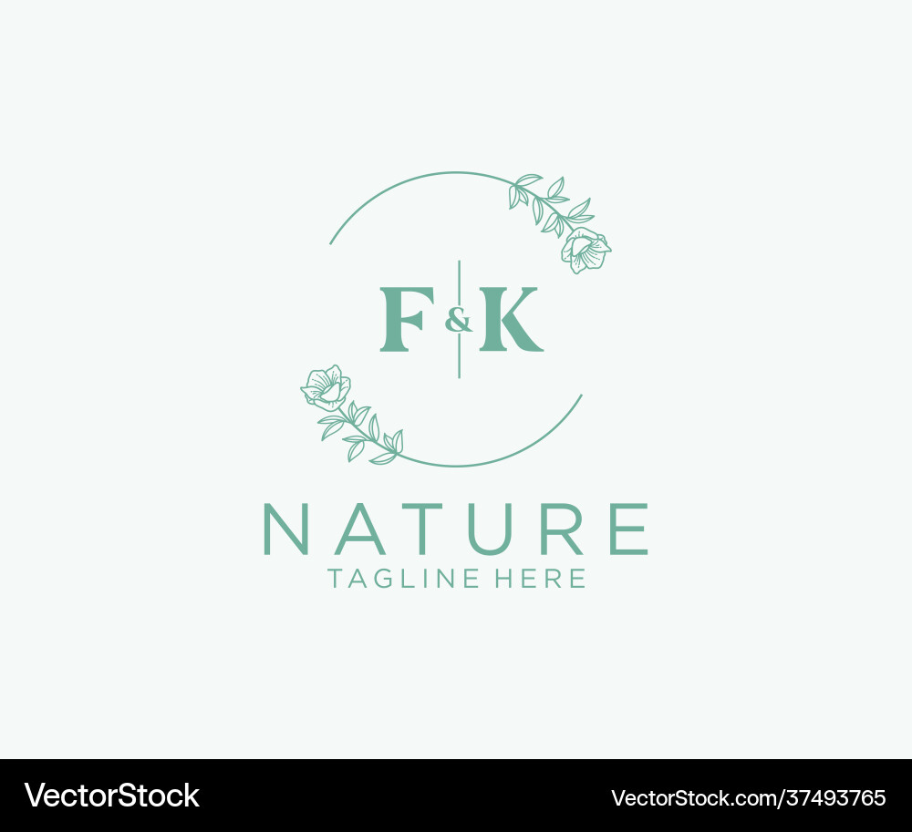 Initial fk letters botanical feminine logo Vector Image