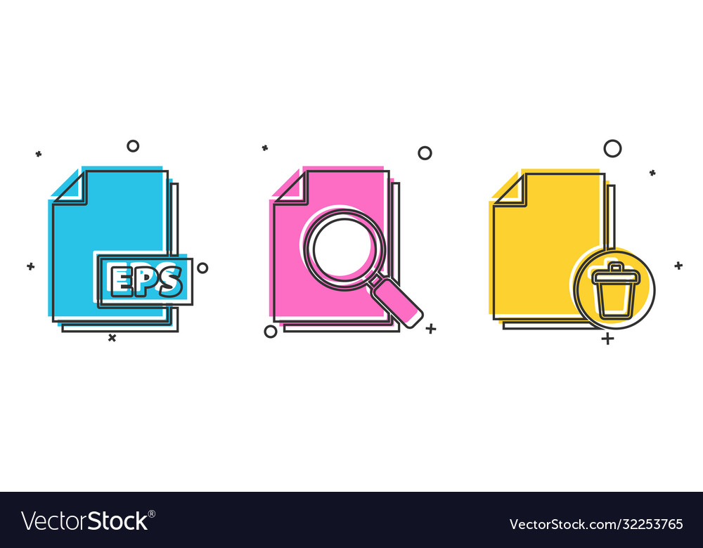 Set eps file document document with search Vector Image Set eps file document document with search Vector Image