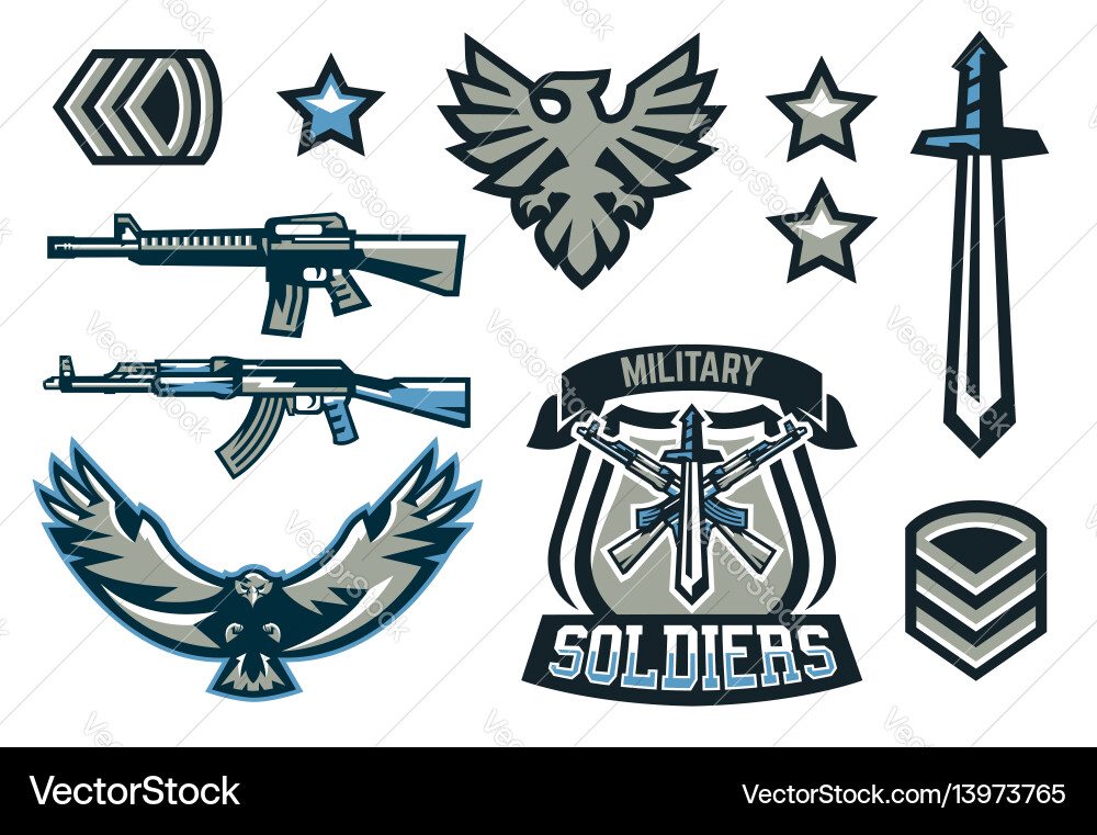 Set of military and badges emblems Royalty Free Vector Image