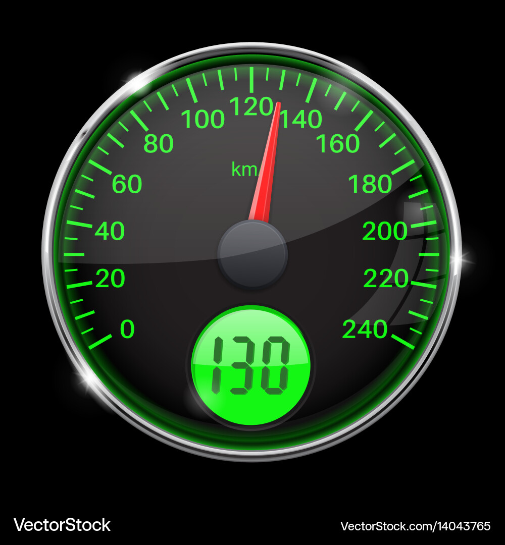 Speedometer round black and green gauge Royalty Free Vector