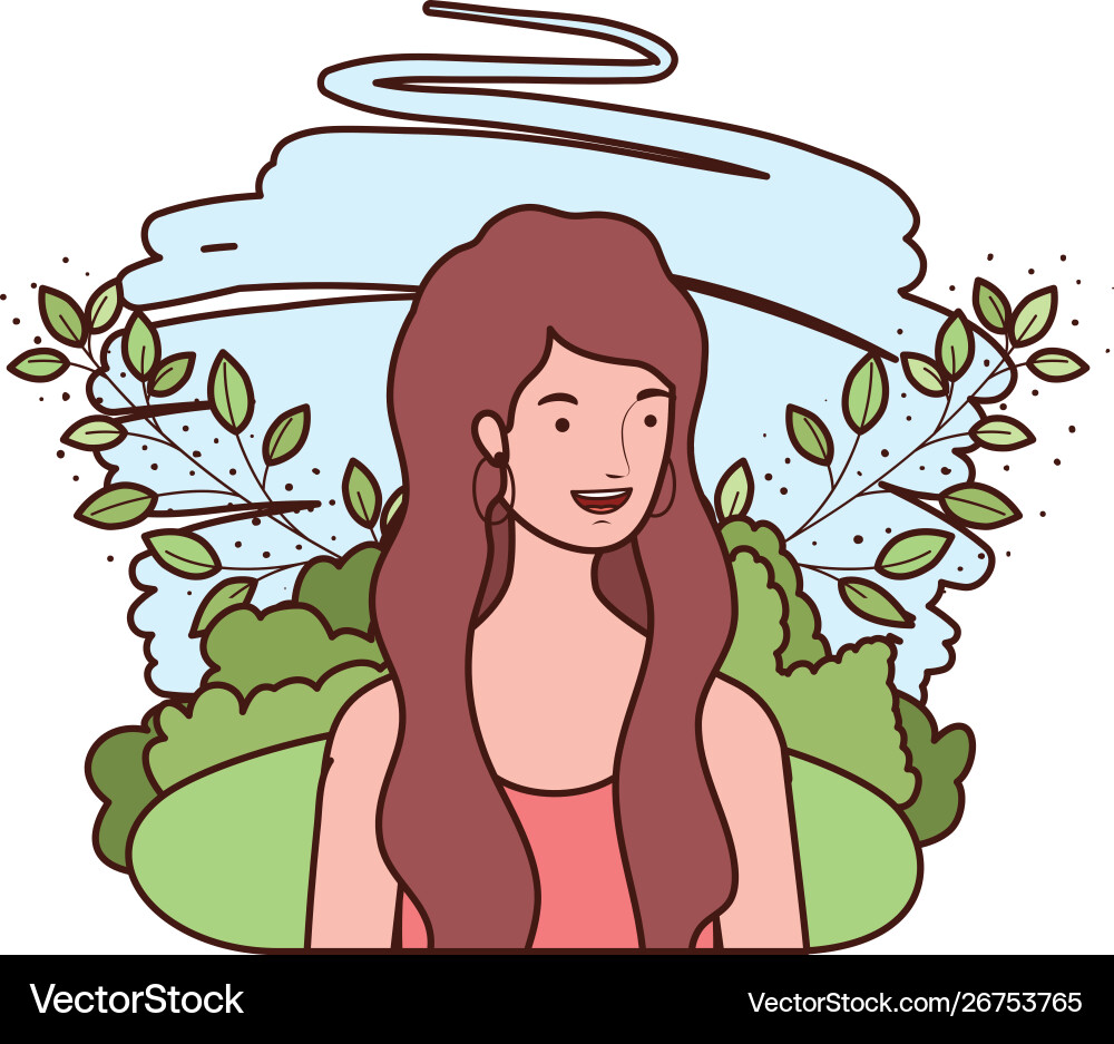 Young woman with landscape background Royalty Free Vector