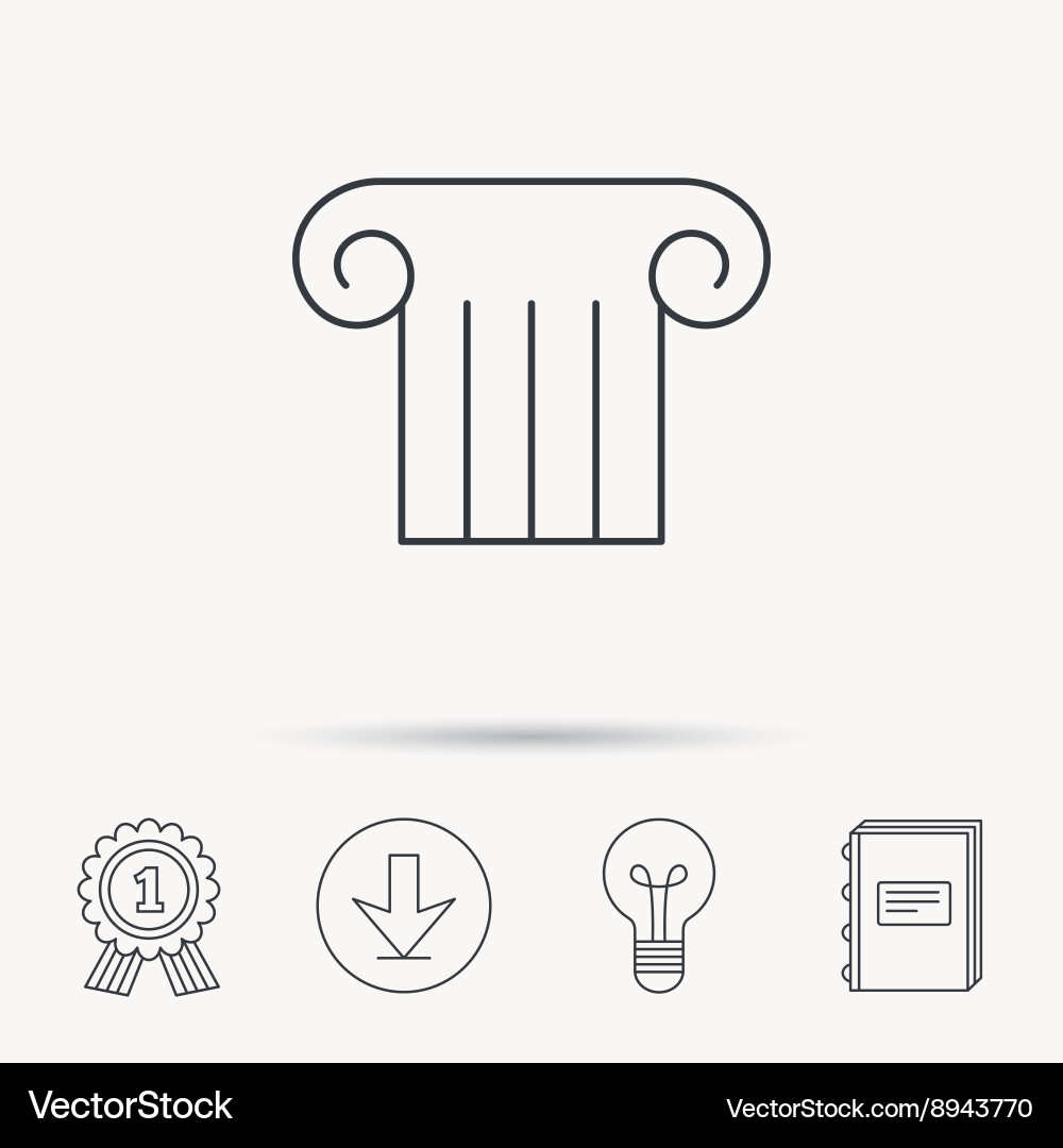 Antique column icon ancient museum sign Royalty Free Vector