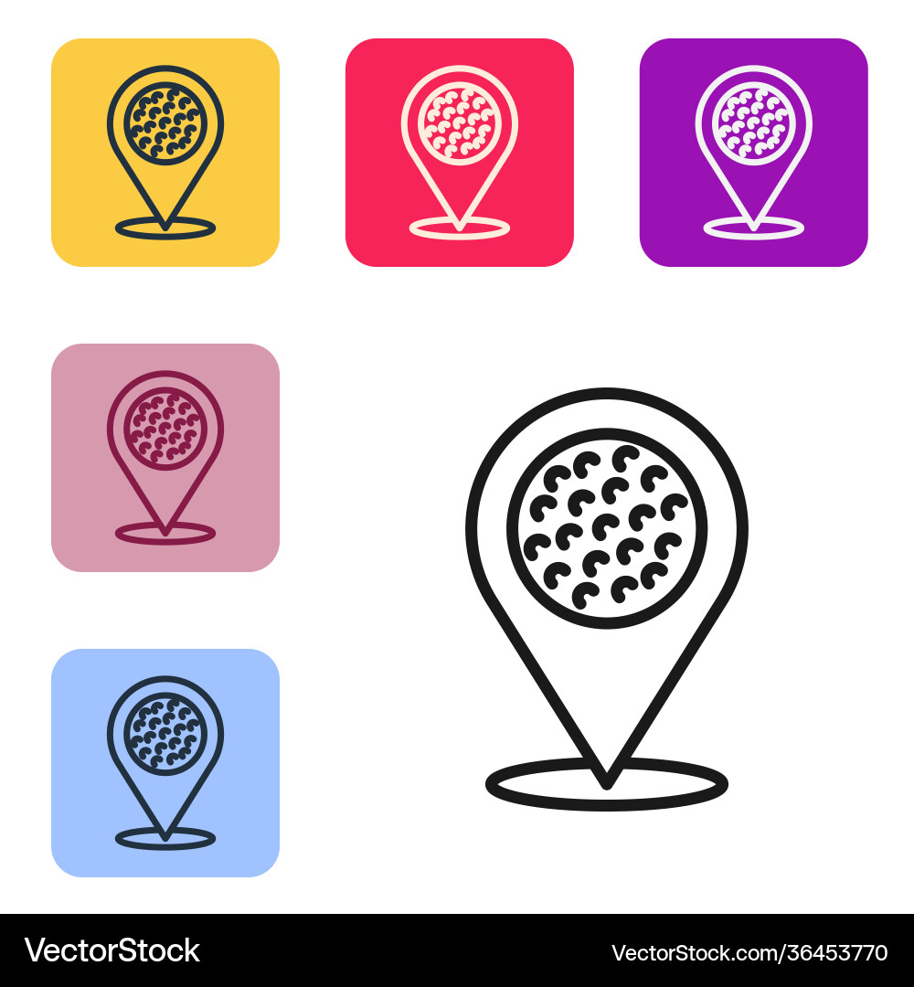 Black line map pointer with golf sport club icon Vector Image