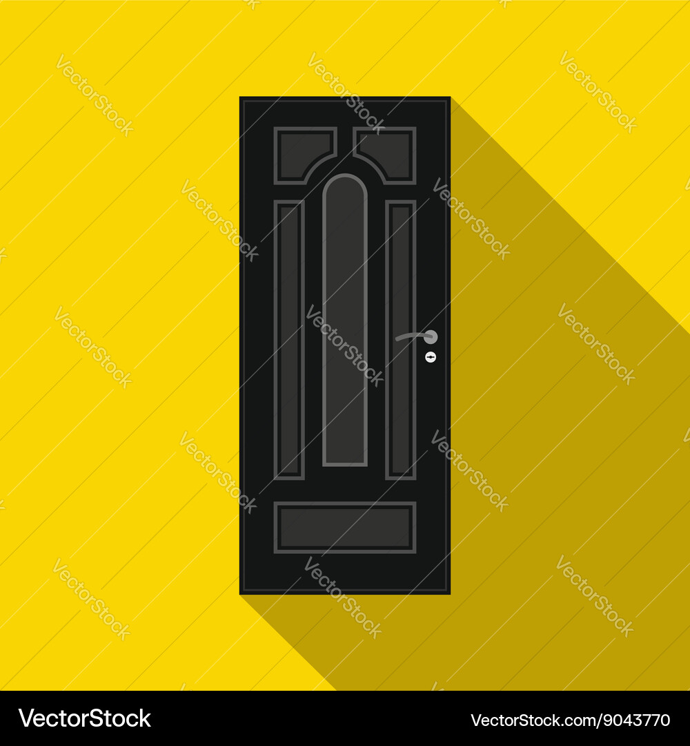 Black steel door icon flat style Royalty Free Vector Image