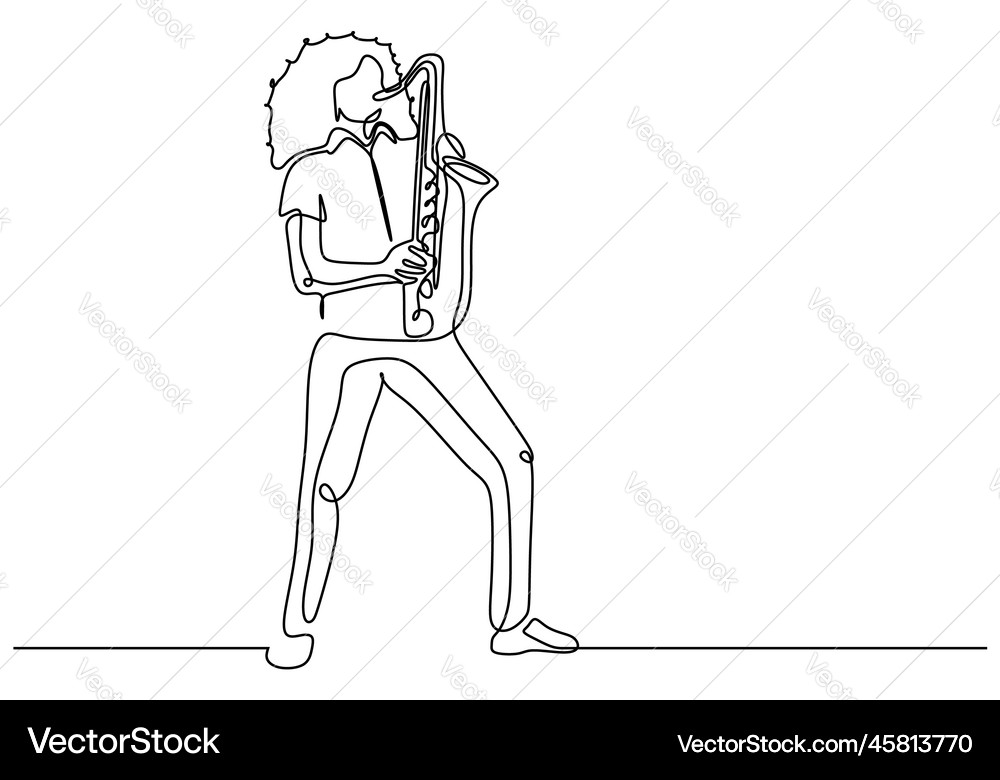 Continuous one line drawing of man blowing Vector Image