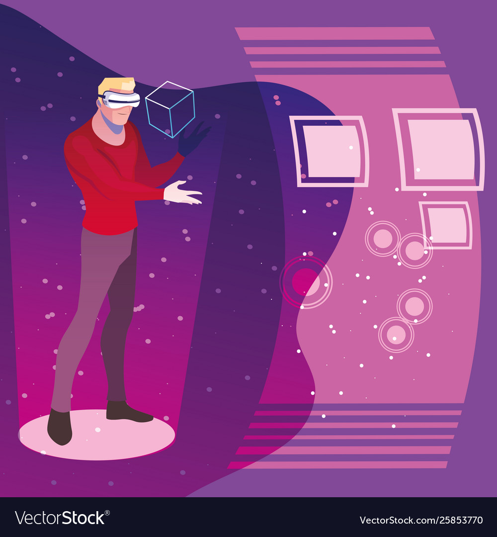 Design man using technology augmented Royalty Free Vector