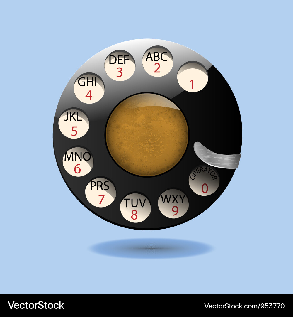 Disc dials of old retro phone Royalty Free Vector Image