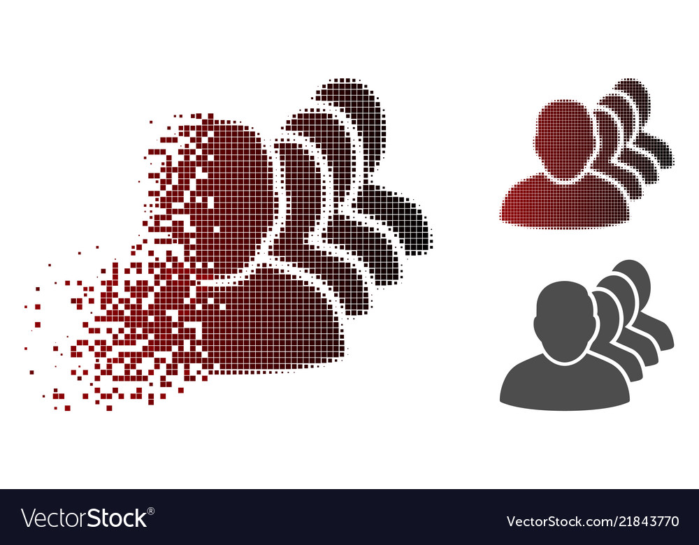 Disintegrating dot halftone people squad icon Vector Image Disintegrating dot halftone people squad icon Vector Image