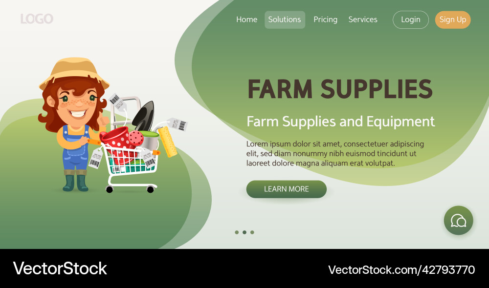 Farm supplies website template Royalty Free Vector Image