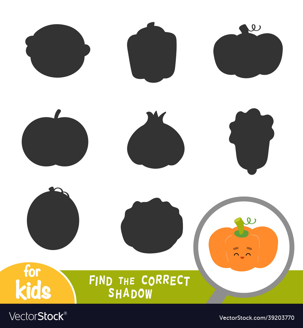 Find the correct shadow game for children pumpkin Vector Image