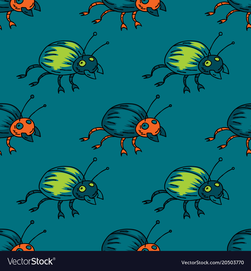 Funky bug seamless pattern Royalty Free Vector Image