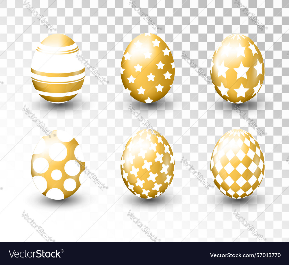 Gold easter egg with pattern isolated Royalty Free Vector