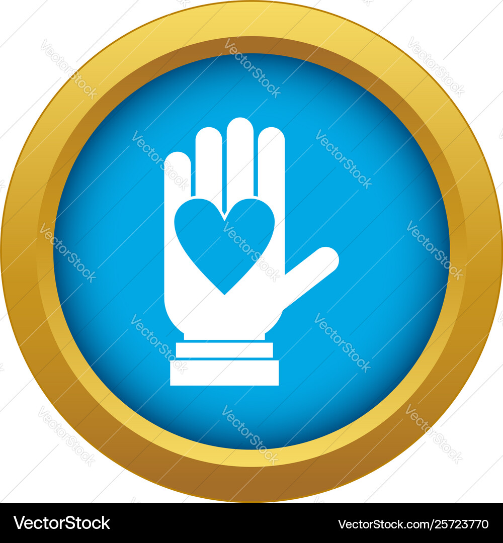 Hand with heart icon blue isolated Royalty Free Vector Image