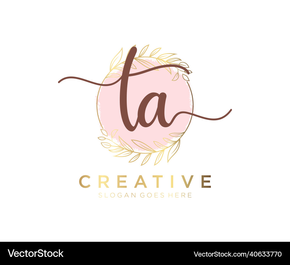 Initial ta feminine logo usable for nature salon Vector Image
