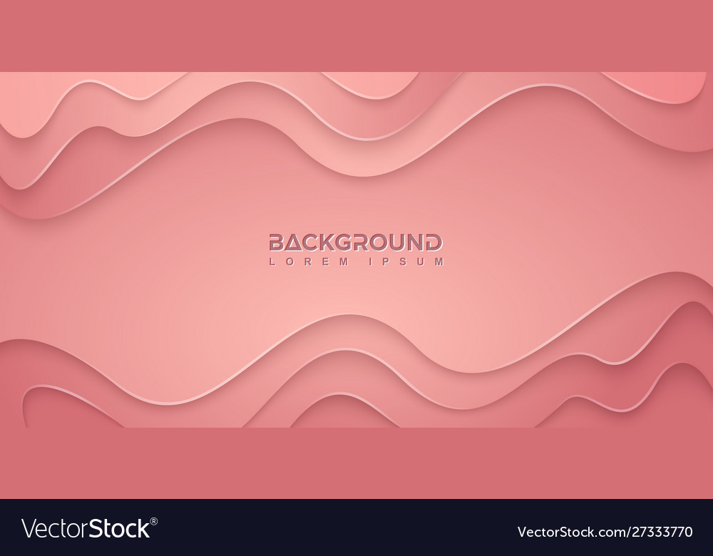 Pink background with wavy shapes in 3d style Vector Image