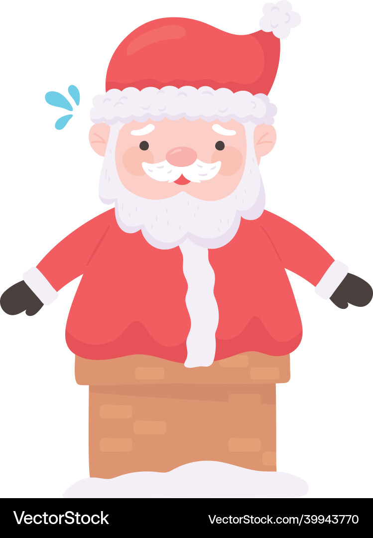 Santa claus in chimney Royalty Free Vector Image