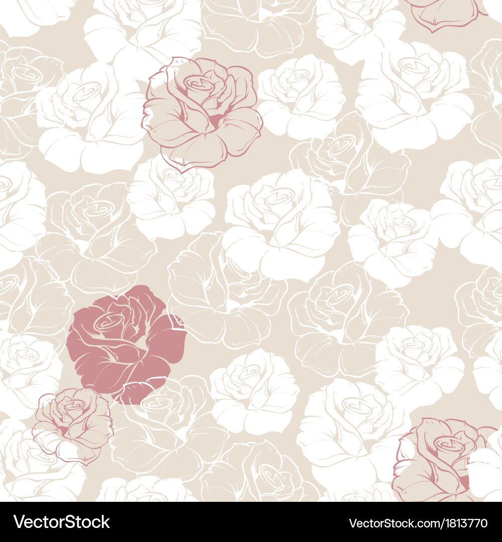 Seamless floral pattern with white and red roses Vector Image