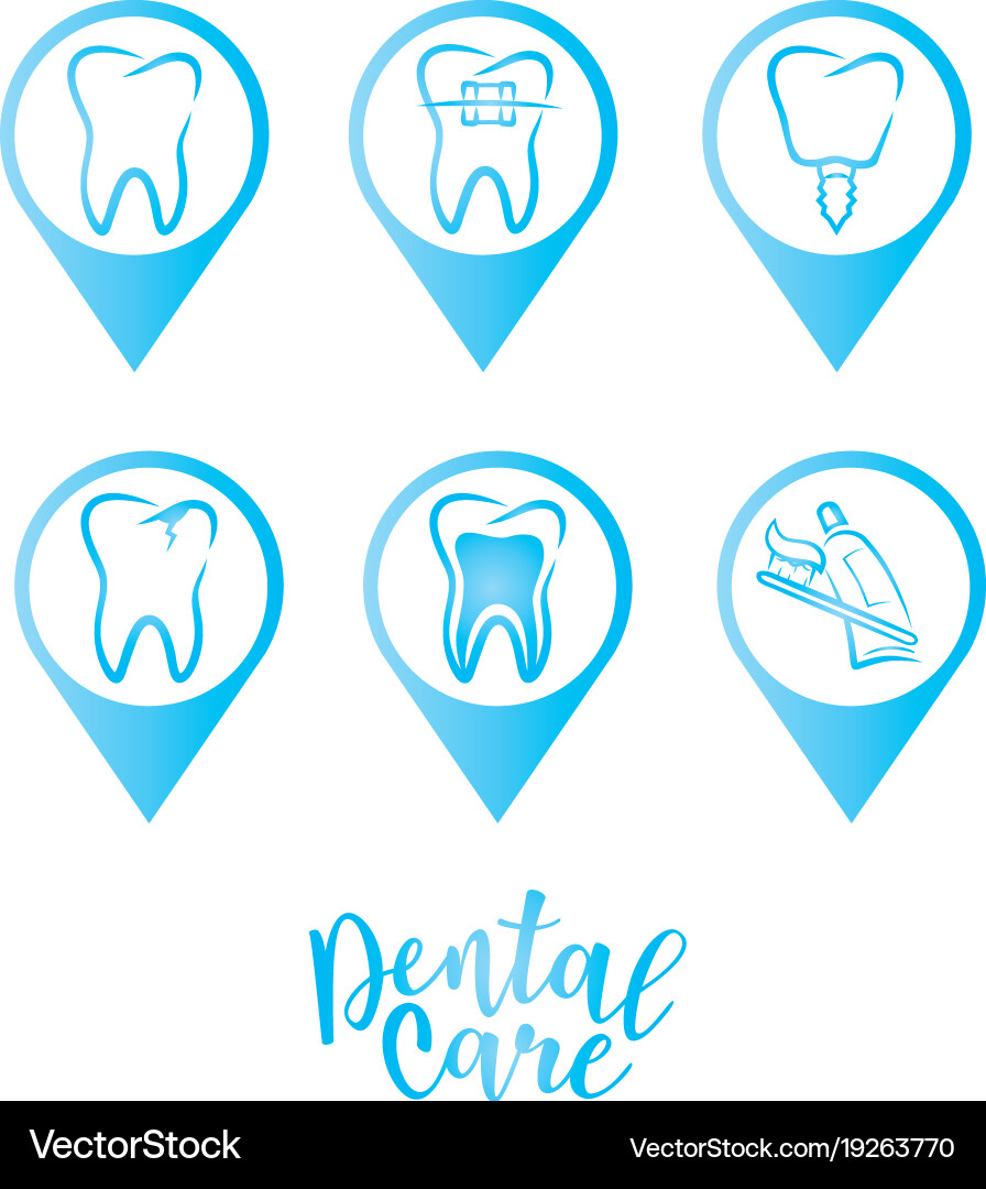 Set dentistry symbols Royalty Free Vector Image