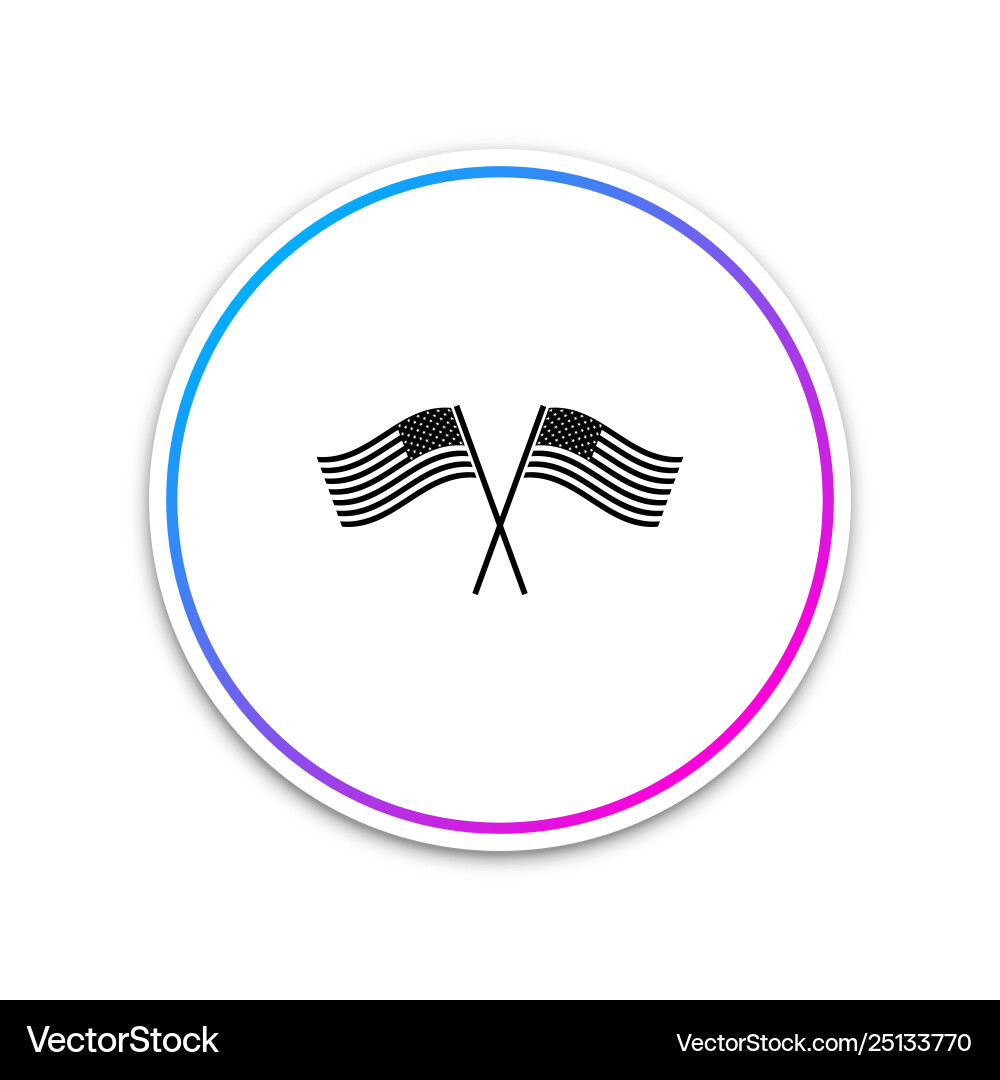 Two crossed american waving flags icon isolated Vector Image