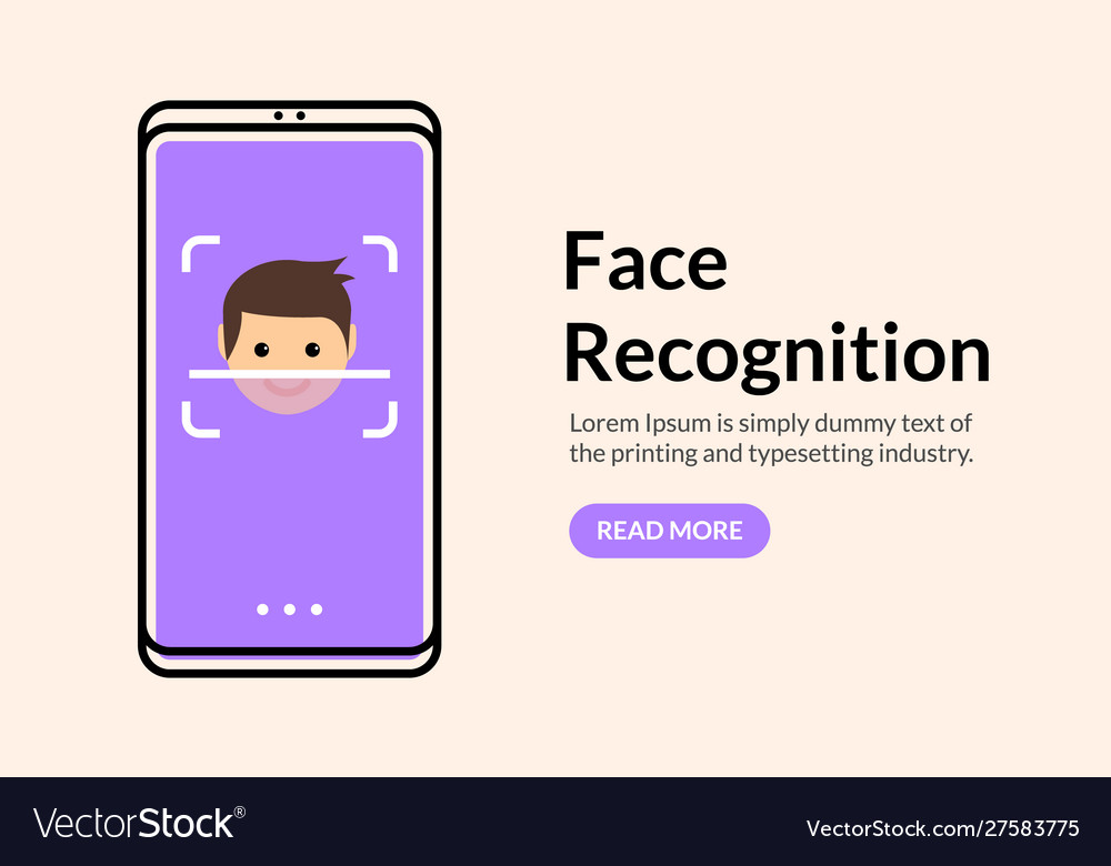 Biometric face recognition on smartphone facial Vector Image Biometric face recognition on smartphone facial Vector Image
