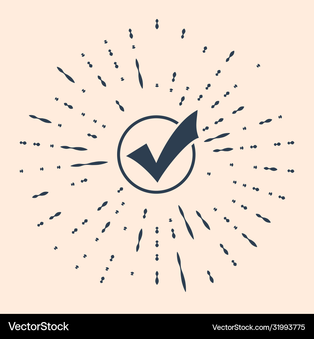 Black check mark in round icon isolated on beige Vector Image