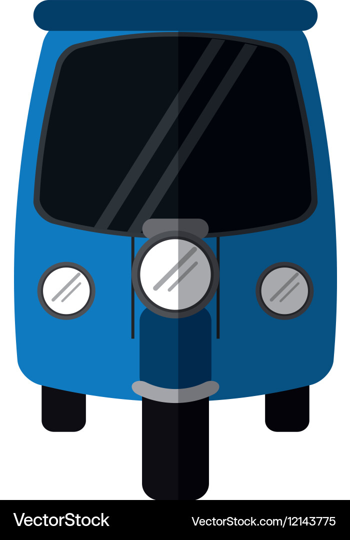 Blue motor rickshaw transport tricycle Royalty Free Vector