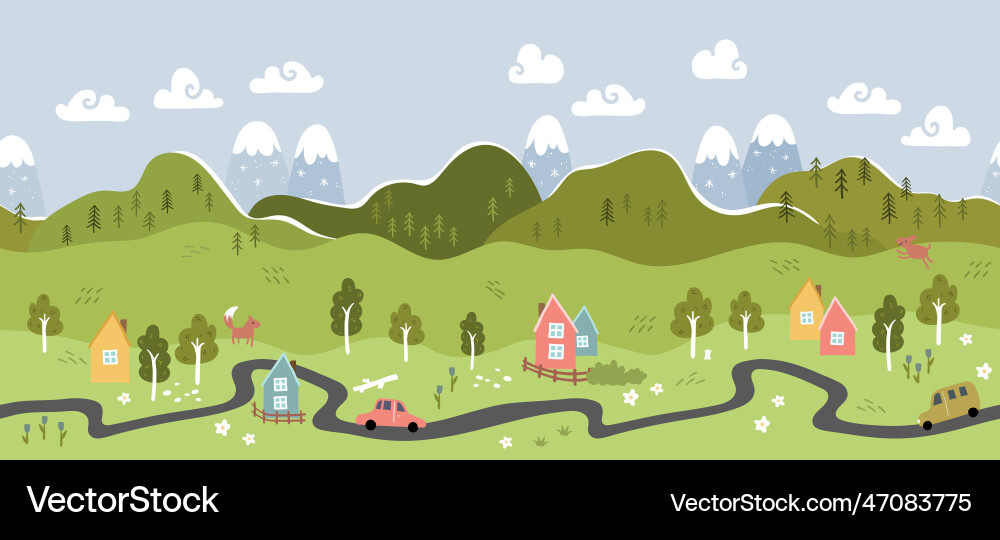 Cute hand drawn map with mountains tents trees Vector Image