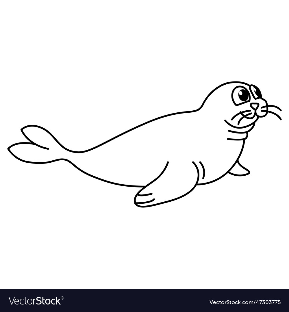 Cute seals coloring page for kids Royalty Free Vector Image