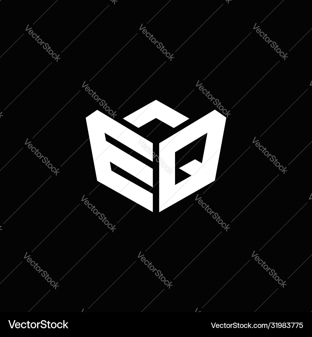 Eq logo monogram with emblem style ribbon design Vector Image